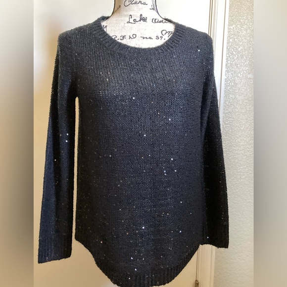 Rafaella | Sweaters | Rafaella Black Sequined Long Sleeve Knit Sweater ...
